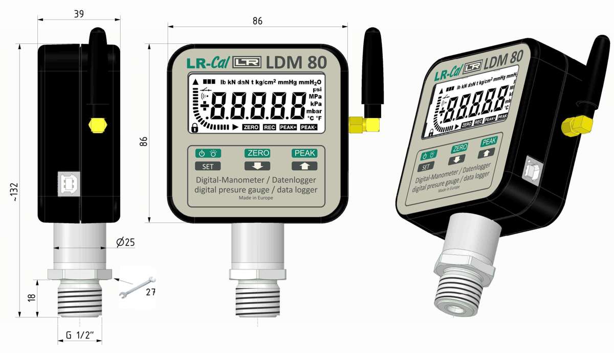 LR-Cal LDM 80 digital pressure gauge